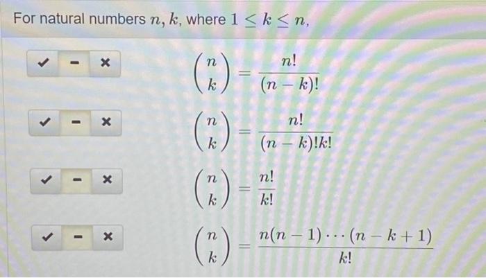 Solved For natural numbers n,k, where 1≤k≤n, | Chegg.com