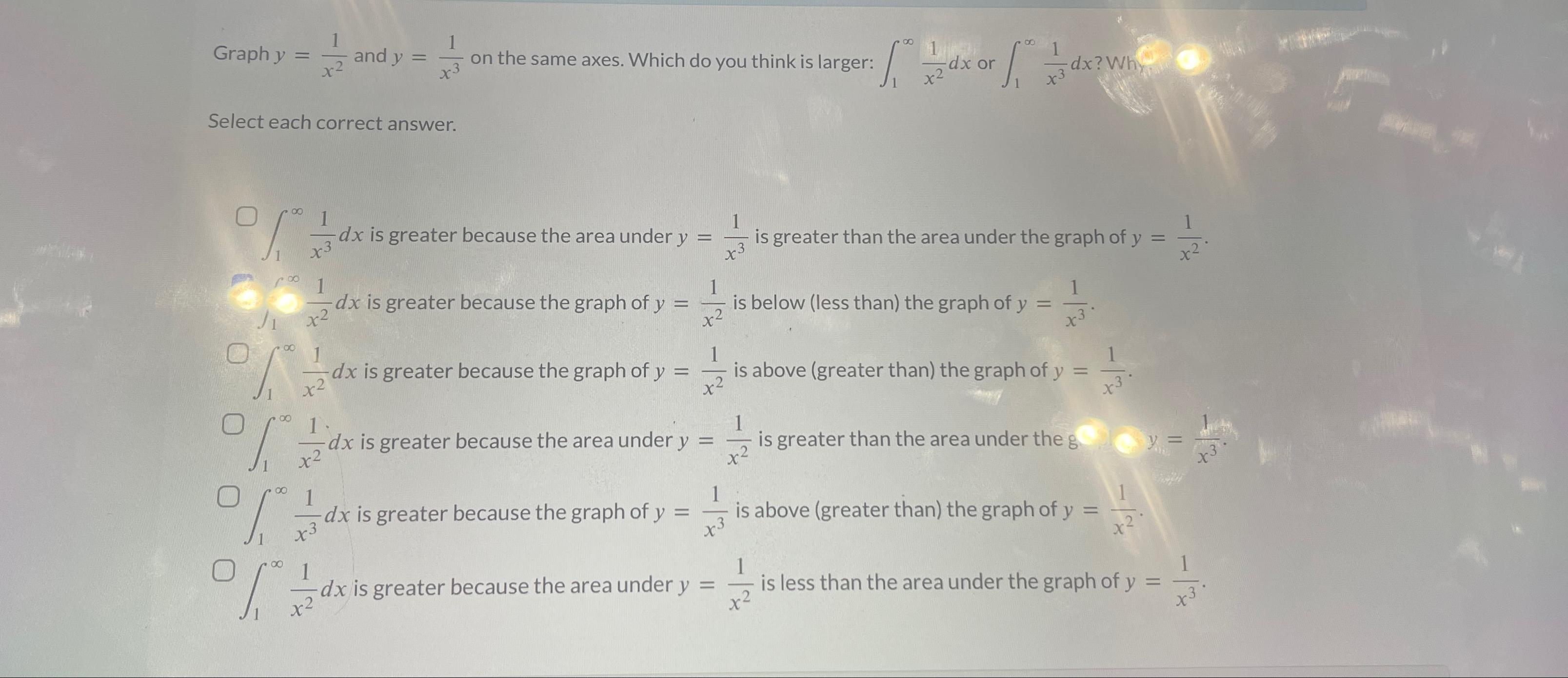 Solved Graph y=1x2 ﻿and y=1x3 ﻿on the same axes. Which do | Chegg.com