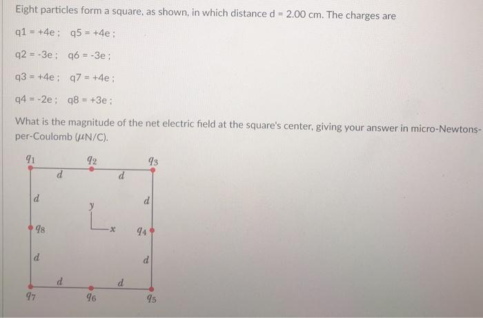Solved Eight particles form a square, as shown in which | Chegg.com