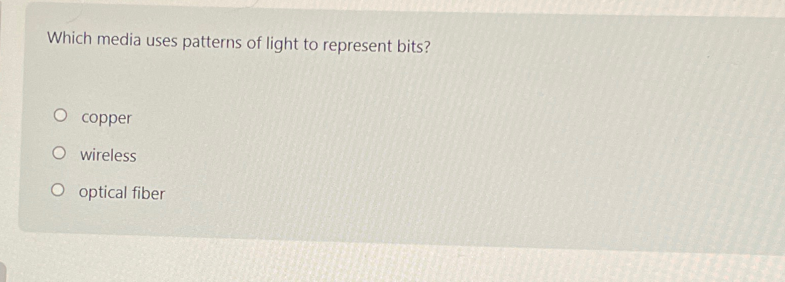 Solved Which media uses patterns of light to represent | Chegg.com