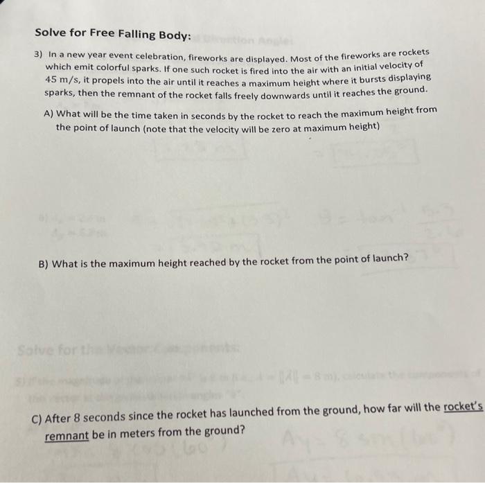 Solved Solve for Free Falling Body: 3) In a new year event | Chegg.com