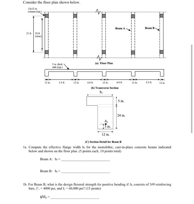 Solved Consider the floor plan shown below. 12x12 in column | Chegg.com