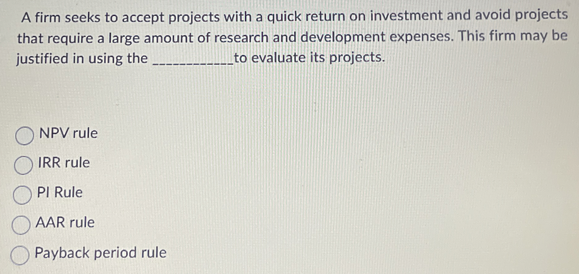 Solved A firm seeks to accept projects with a quick return | Chegg.com