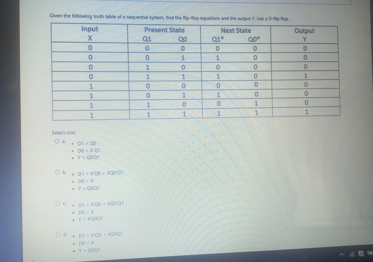 Solved Given the following truth table of a sequential | Chegg.com