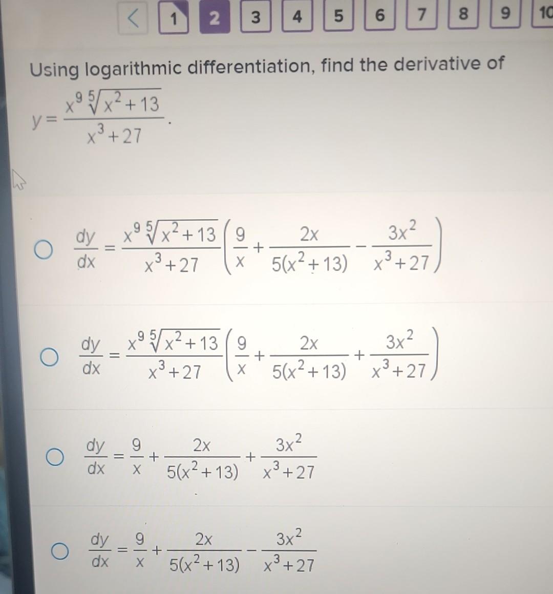 Solved Using logarithmic differentiation, find the | Chegg.com
