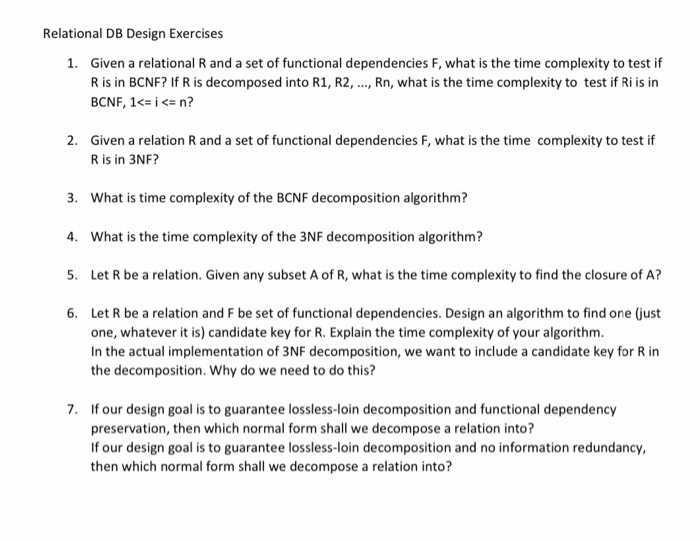 Solved Relational Db Design Exercises 1 Given A Relational 3143