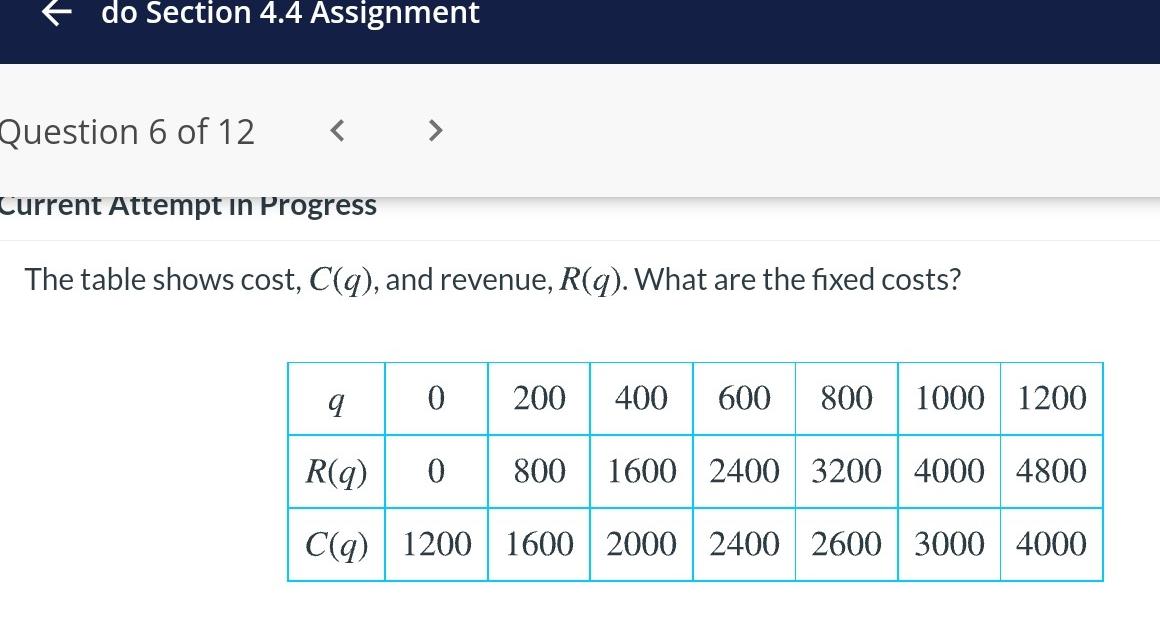 Solved do Section 4.4 Assignment Question 6 of 12