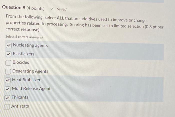 Solved From the following, select ALL that are additives | Chegg.com