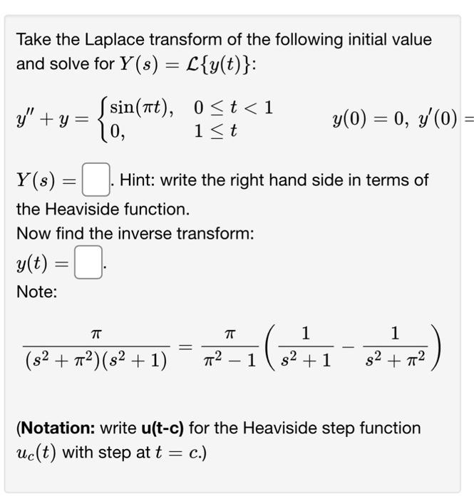 Solved Take the Laplace transform of the following initial | Chegg.com