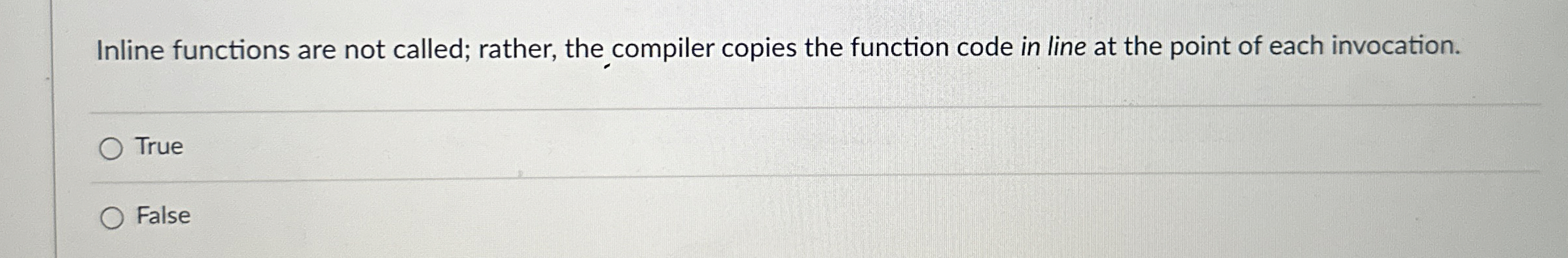 Solved Inline functions are not called; rather, the compiler | Chegg.com