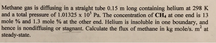 Solved Methane gas is diffusing in a straight tube 0.15 m | Chegg.com
