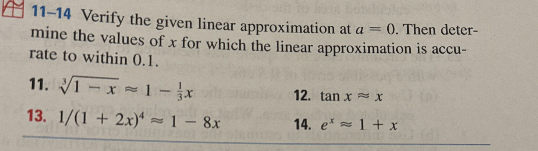 Solved Verify the given linear approximation at a=0. ﻿Then | Chegg.com
