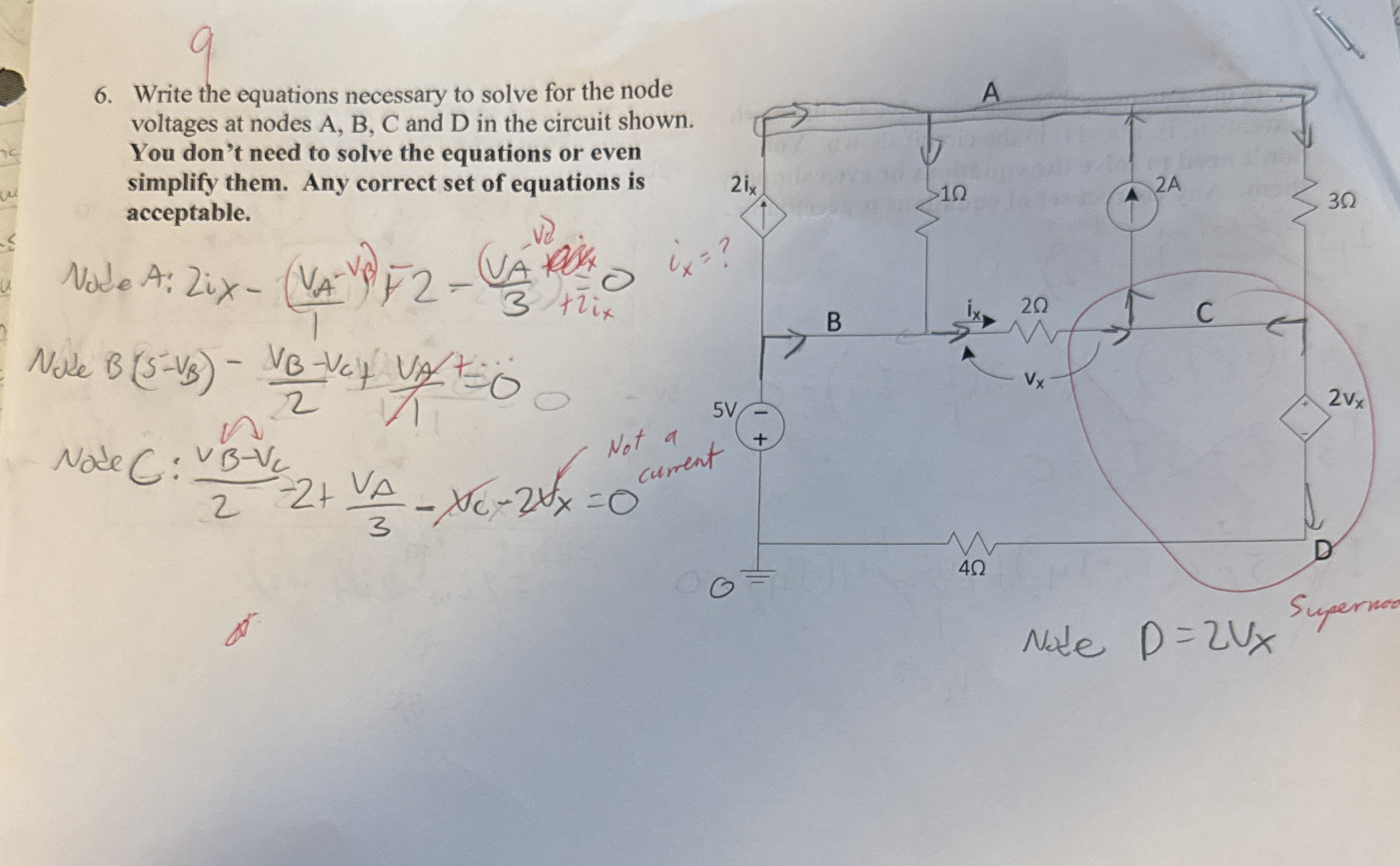 Solved Write the equations necessary to solve for the node | Chegg.com