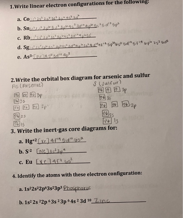 Solved 1. Write linear electron configurations for the | Chegg.com