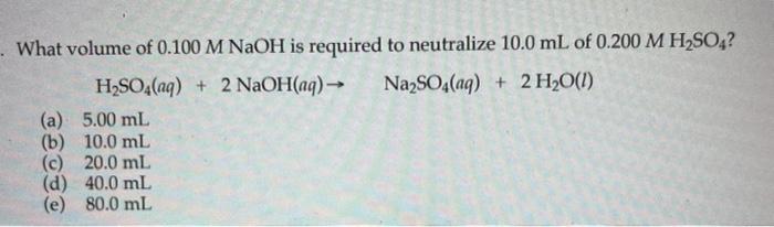Solved What volume of 0.100 M KOH is required to neutralize | Chegg.com