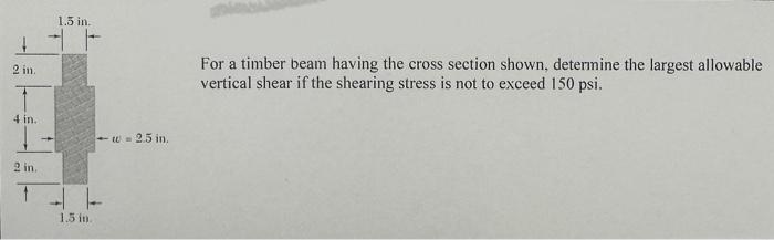 Solved For a timber beam having the cross section shown, | Chegg.com