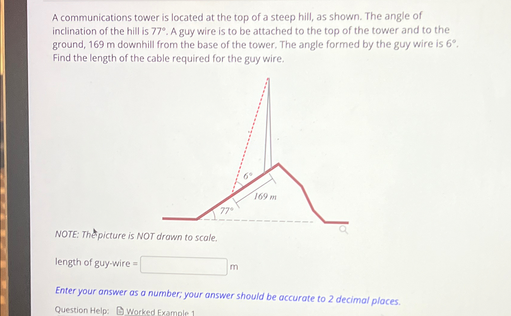 Solved A communications tower is located at the top of a | Chegg.com