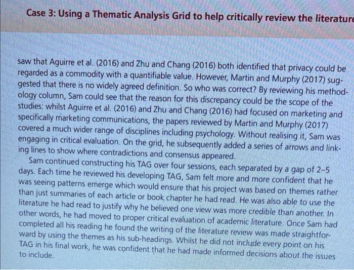 Solved Case 3 Using A Thematic Analysis Grid To Help Chegg