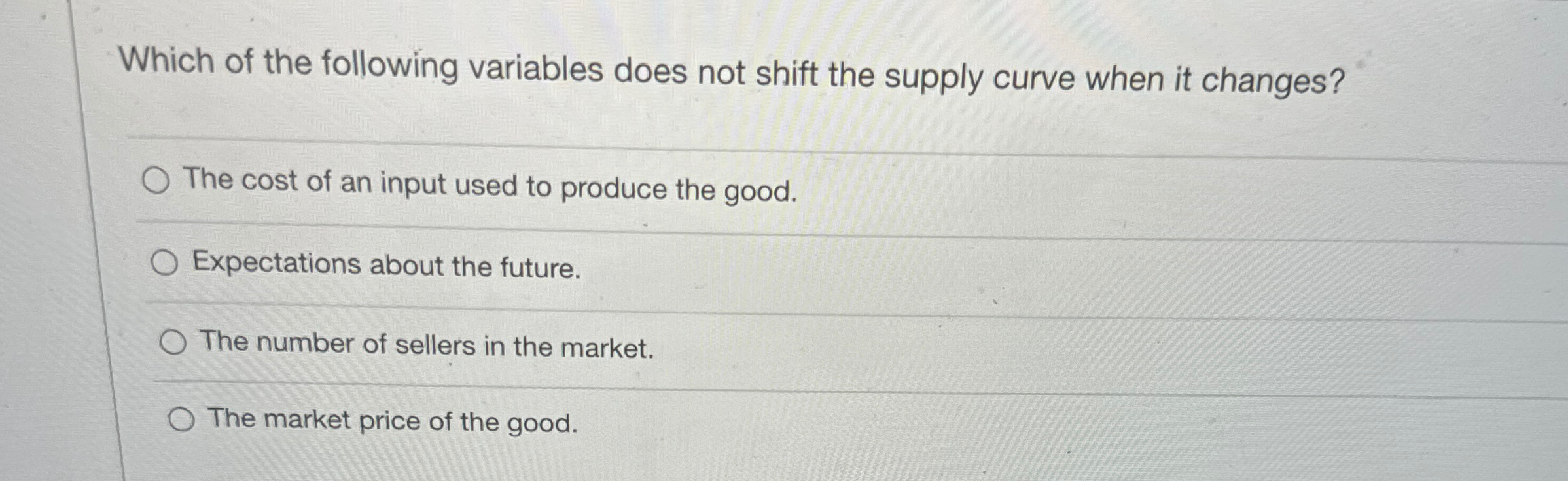 Solved Which of the following variables does not shift the | Chegg.com