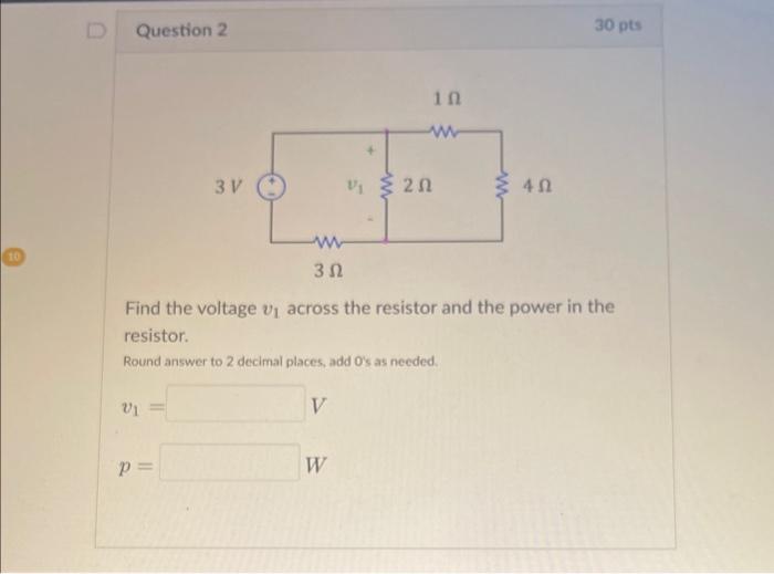 Solved Find the voltage v1 across the resistor and the power | Chegg.com
