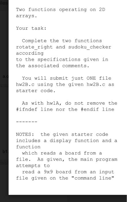 Solved Two functions operating on 2D arrays. Your task: | Chegg.com