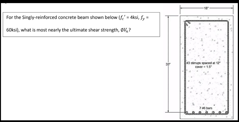 Solved For the Singly-reinforced concrete beam shown below | Chegg.com