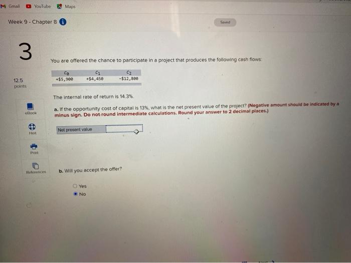 Solved M Gmail YouTube Maps Week 9 - Chapter 8 Seved 3 You | Chegg.com
