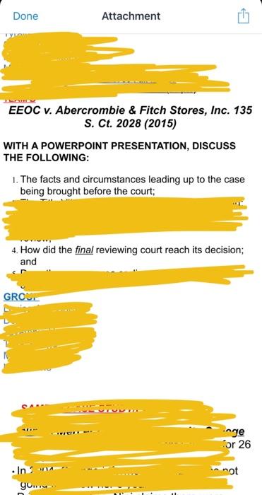 Done Attachment EEOC v. Abercrombie & Fitch Stores, | Chegg.com