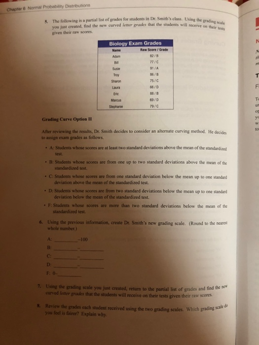 Solved Chapter 6 Project Chapter 6 Project Curving Grades | Chegg.com