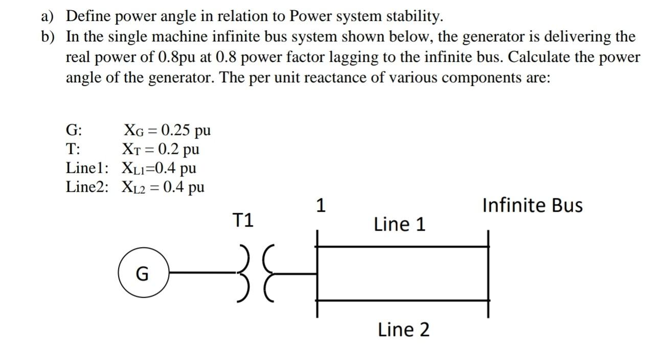 Solved a) Define power angle in relation to Power system | Chegg.com
