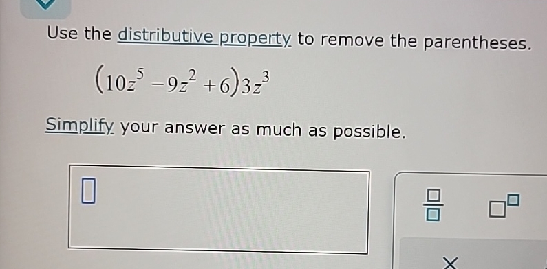 Solved Use the distributive property to remove the | Chegg.com