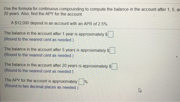 Solved Use the formula for continuous compounding to compute | Chegg.com