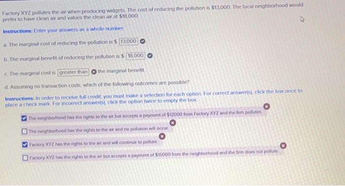 Solved Poliution Cleanun. Instructions: Eriter your answers | Chegg.com