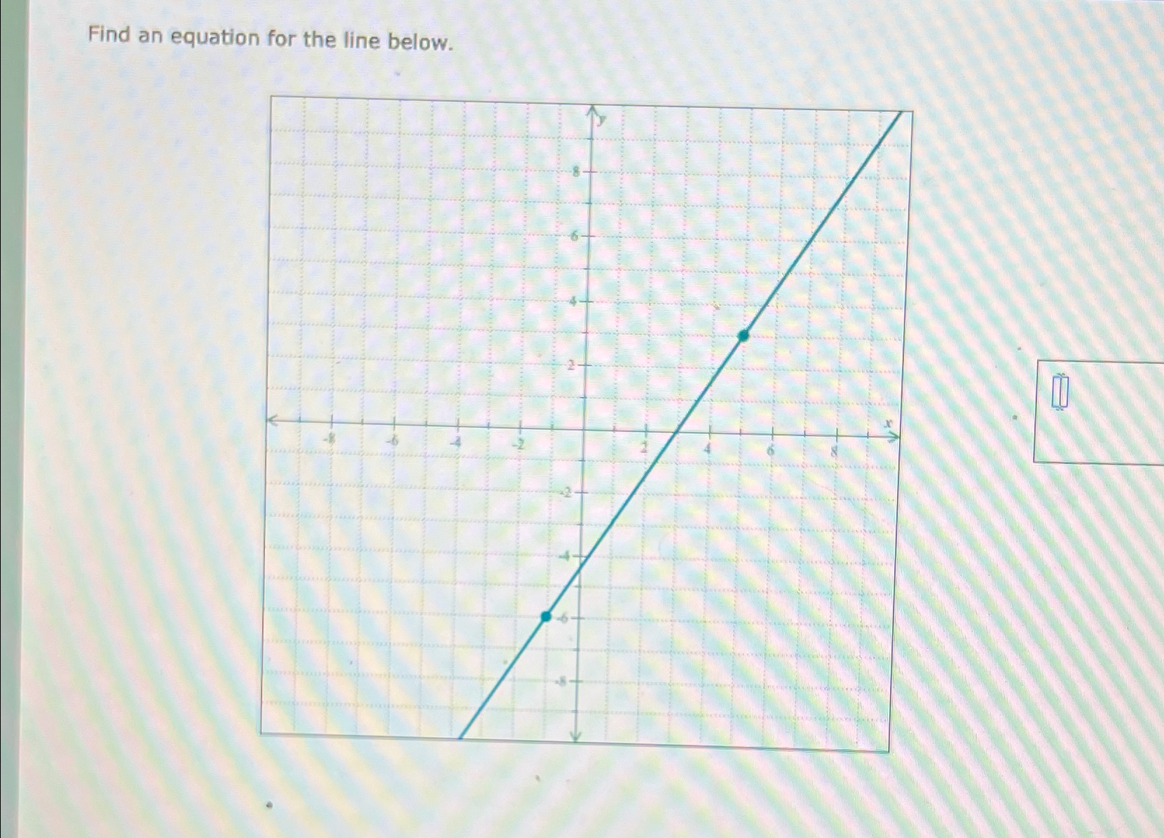 Solved Find an equation for the line below. | Chegg.com