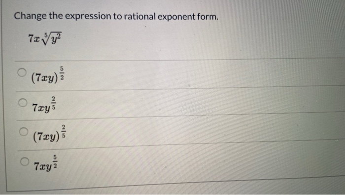 Solved Change the expression to rational exponent form. 7x | Chegg.com