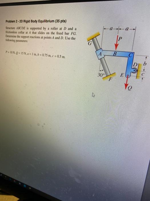 Solved Problem 2-2 Rigid Body Equilibrium (35 pts) Structure | Chegg.com