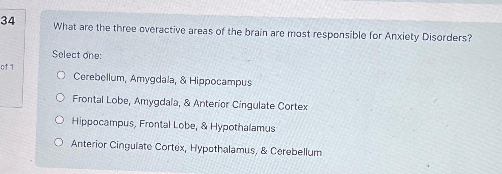 Solved What are the three overactive areas of the brain are | Chegg.com