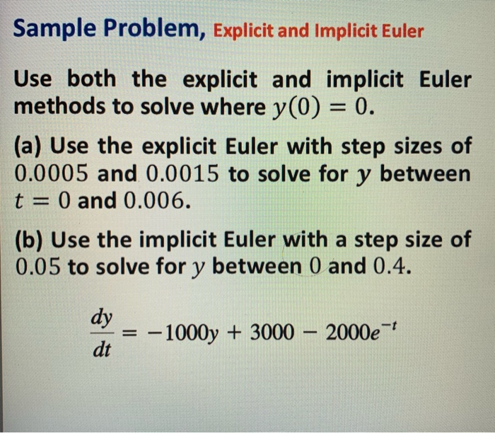 Solved Sample Problem Explicit And Implicit Euler Use Both 4187