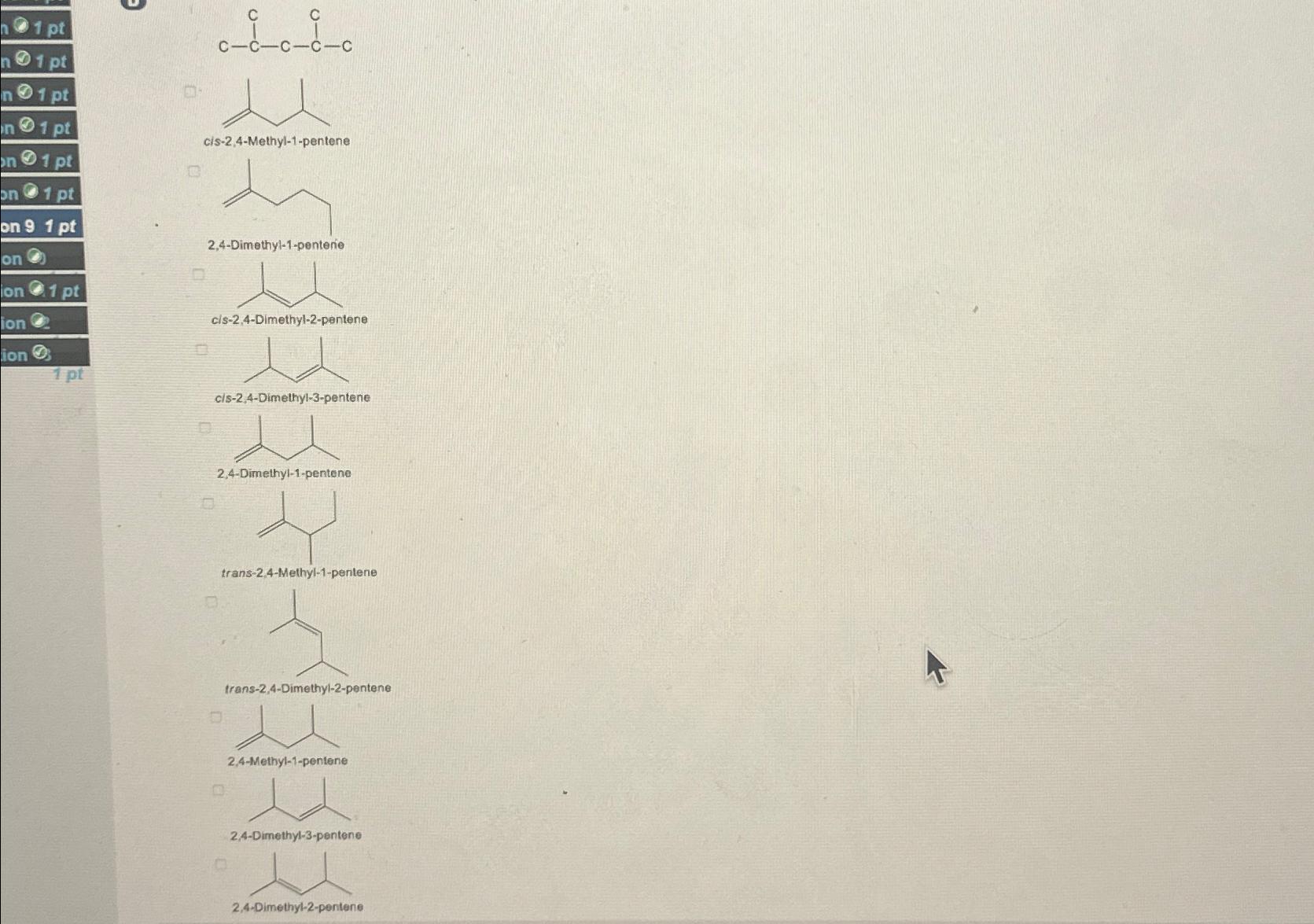 Solved 2,4-Dimethyl-1-penterie1pttrans-2,4-Methyl-1-pentenet | Chegg.com