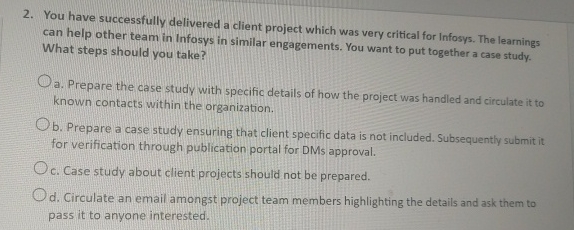 Solved You have successfully delivered a client project | Chegg.com