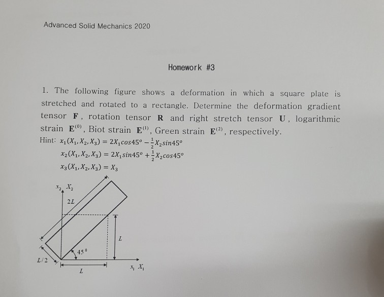Solved Advanced Solid Mechanics 2020 Homework #3 1. The | Chegg.com