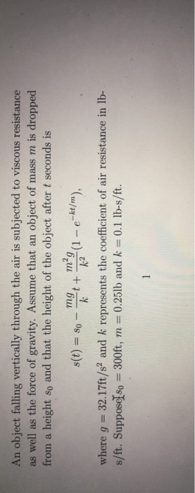 Solved An object falling vertically through the air is | Chegg.com