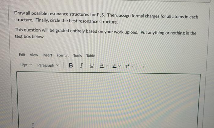 Solved Draw all possible resonance structures for P2S. Then, | Chegg.com