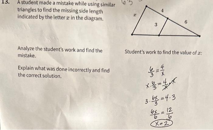 Solved A student made a mistake while using similar | Chegg.com