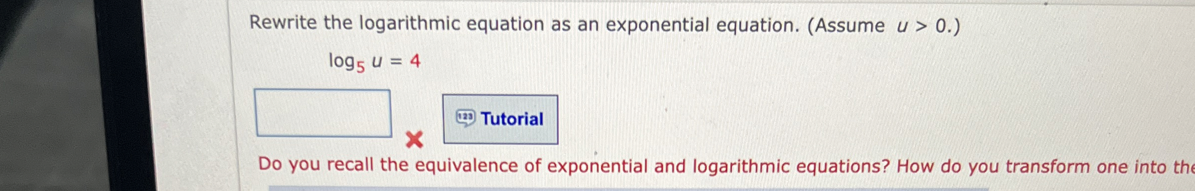 Solved Rewrite the logarithmic equation as an exponential | Chegg.com