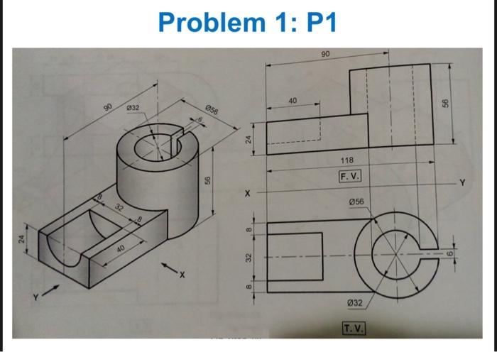 Solved Problem 1: Model the bracket Dimensions are in mm. | Chegg.com