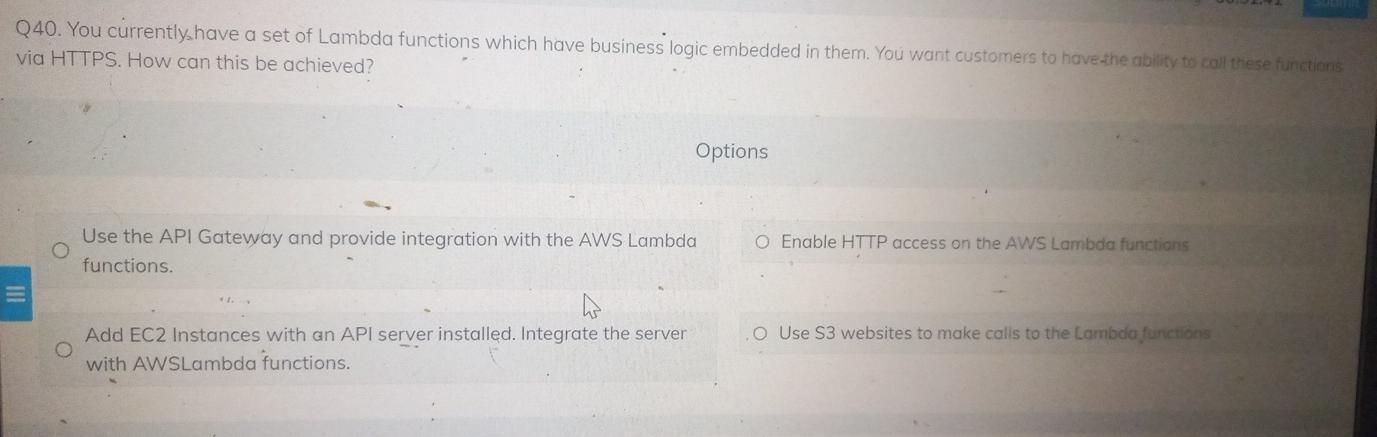 Solved Q40. ﻿You currentlys have a set of Lambda functions | Chegg.com