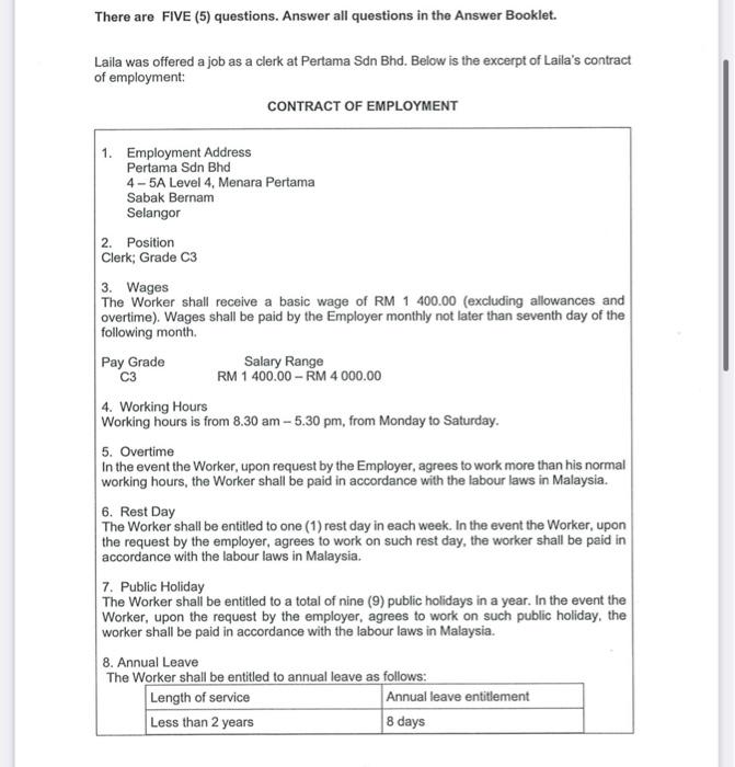 Solved There are FIVE (5) questions. Answer all questions in | Chegg.com