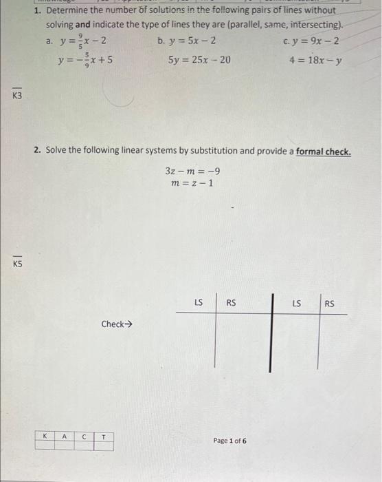 Solved 1. Determine the number of solutions in the following | Chegg.com