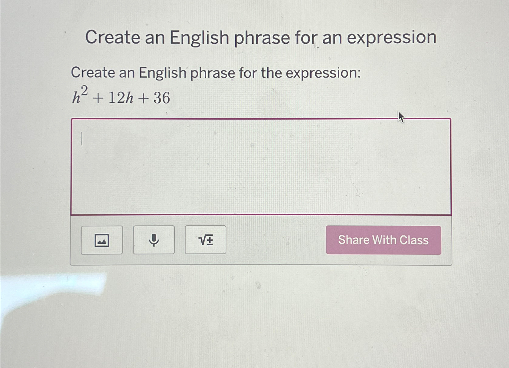 Solved Create an English phrase for an expressionCreate an | Chegg.com